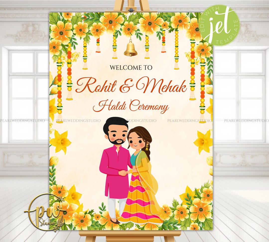Haldi Welcome Sign Haldi Poster, Welcome to Holud Sign & Welcome Pithi ...