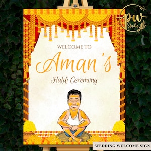 Boy Haldi Posters & Groom Haldi Signs, Welcome to Haldi Sign for Boy as ...