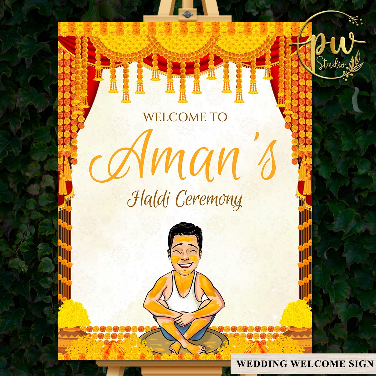 Boy Haldi Posters & Groom Haldi Signs, Welcome to Haldi Sign for Boy as ...