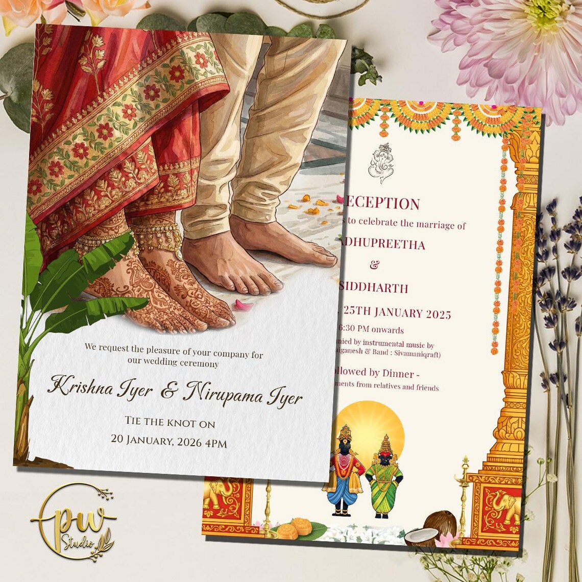 South Indian Wedding Invitation Digital, Tamil Telugu Hindu Marriage ...