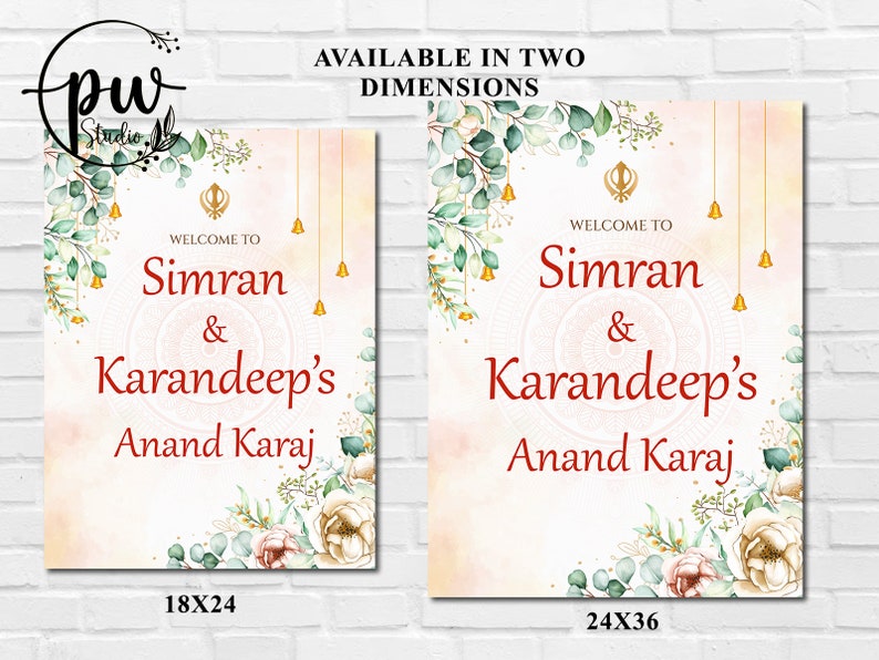 Sikh Welcome Signs & Sikh Wedding Welcome Signs as Anand Karaj - Etsy