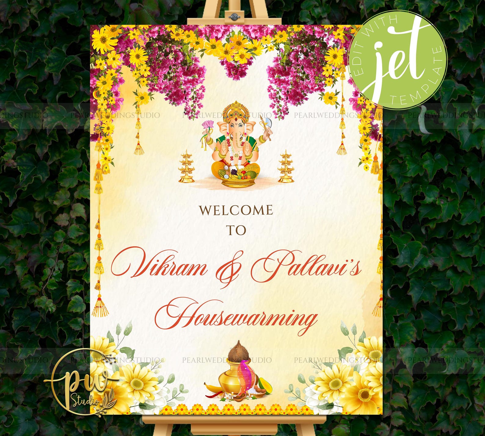 Indian Housewarming Welcome Sign | Hindu Graha Pravesh Welcome Sign ...