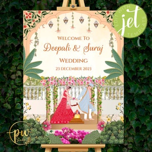 Indian Wedding Welcome Sign, Hindu Wedding Welcome Sign, Indian Wedding ...
