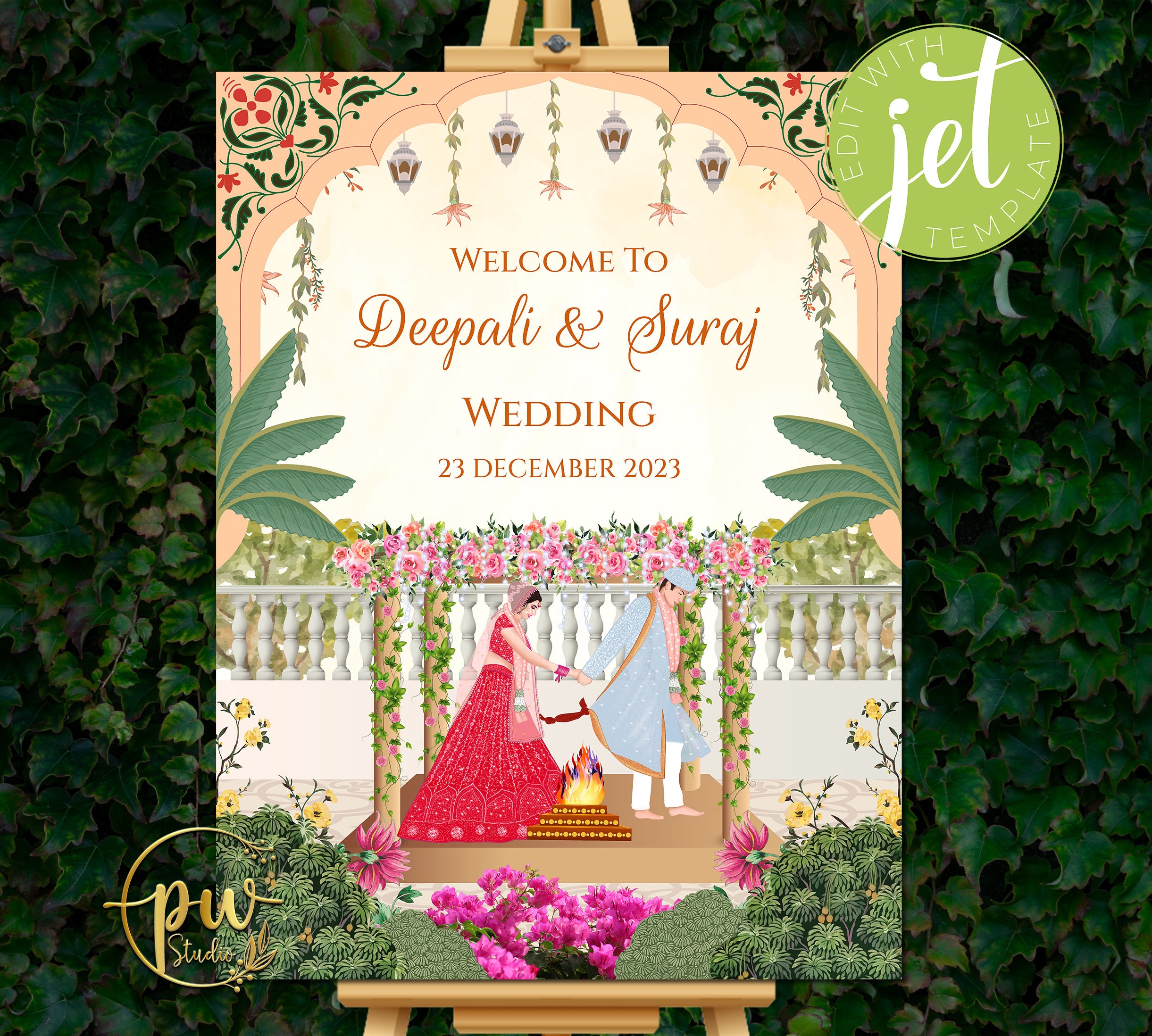 Indian Wedding Welcome Sign, Hindu Wedding Welcome Sign, Indian Wedding ...