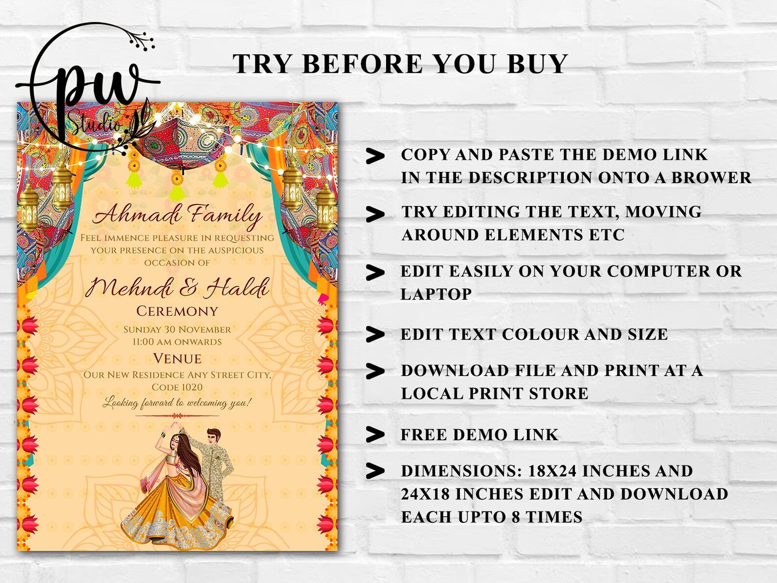 Dholki Invites as Dholki Invitation, Digital Mehndi Invite as Mehndi ...