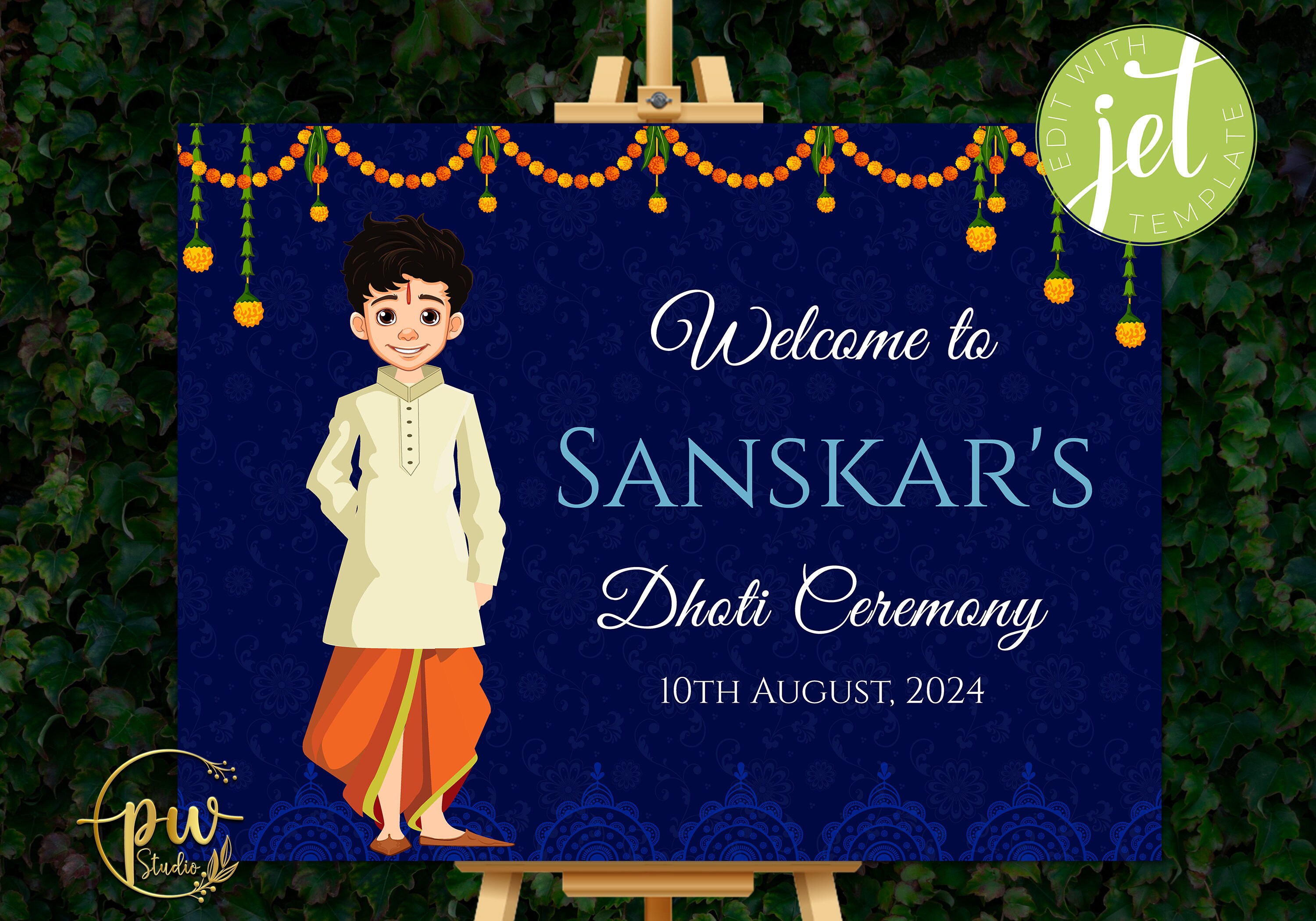 Dhoti Function Welcome Signs & Dothi Function Decor, Dhoti Function Poster, Dhoti Ceremony Signs ...