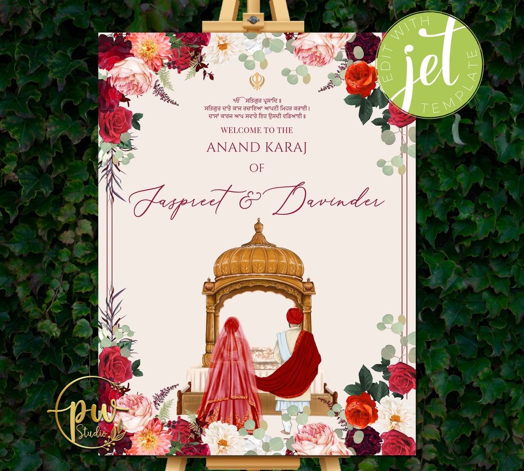 Sikh Wedding Signs & Punjabi Wedding Signs, Anand Karaj Signs as Anand ...