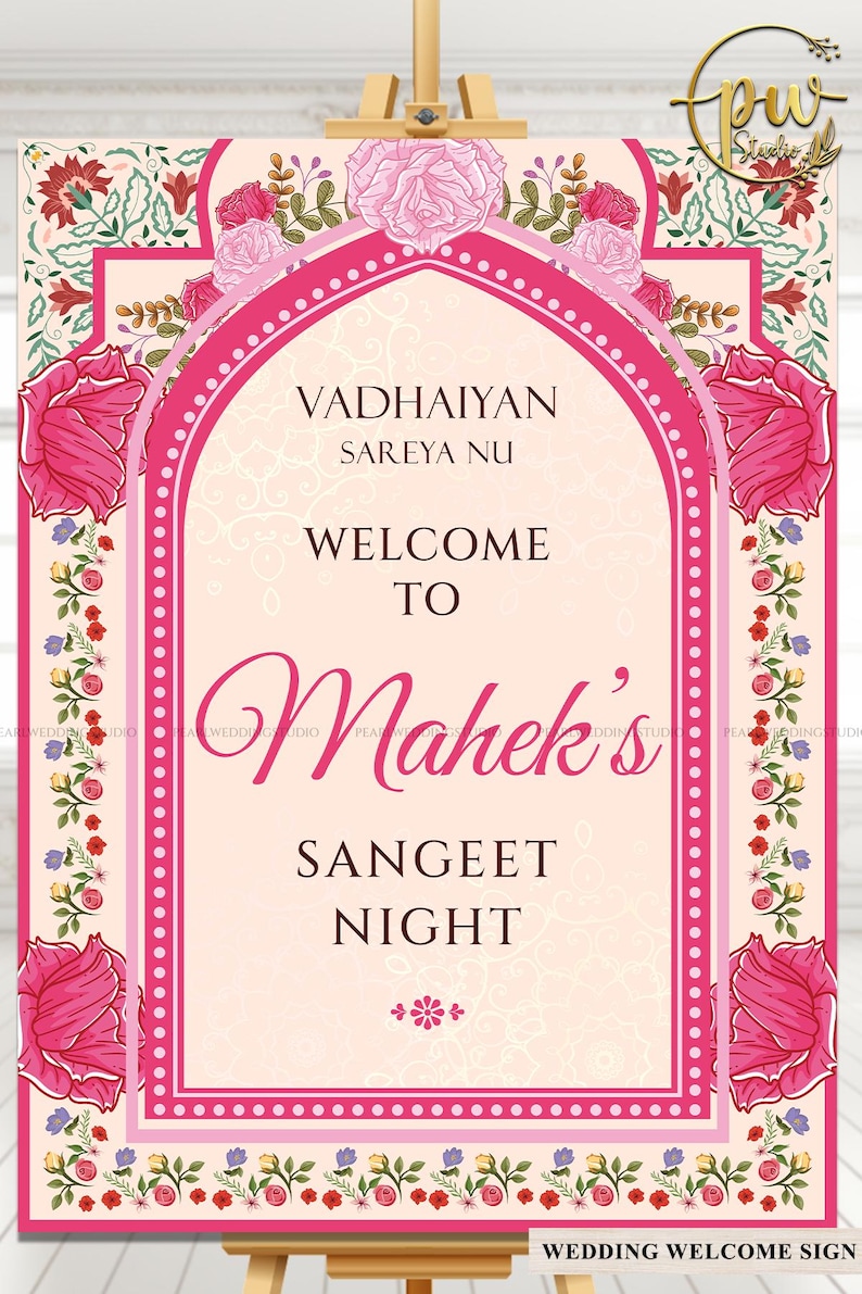 Welcome Sign, Sangeet Wedding Sign, Customizable, Anand Karaj ...