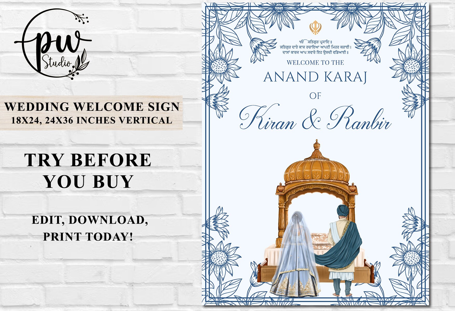 Anand Karaj Signs, Sikh Welcome Signs & Sikh Wedding Welcome Signs as ...