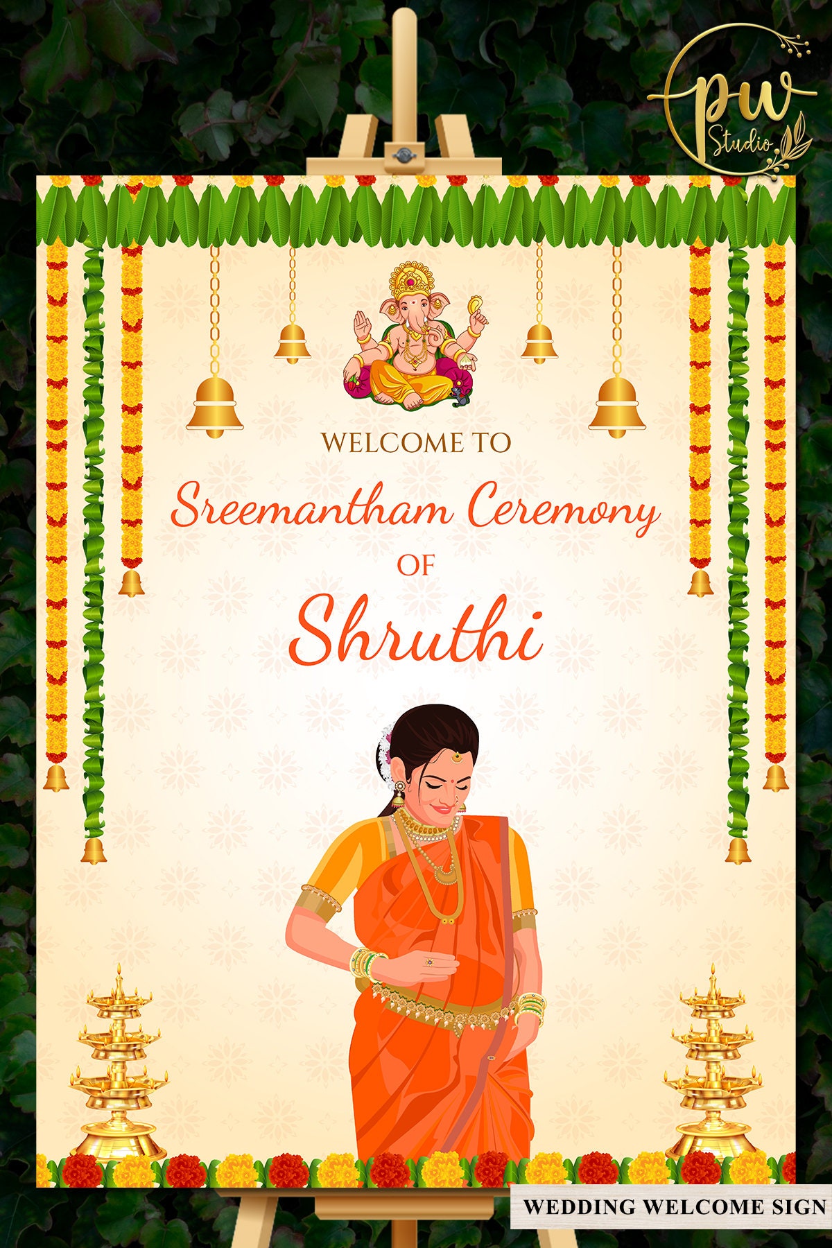 Seemantham Welcome Sign Sreemantham Welcome Sign, Indian Baby Shower ...