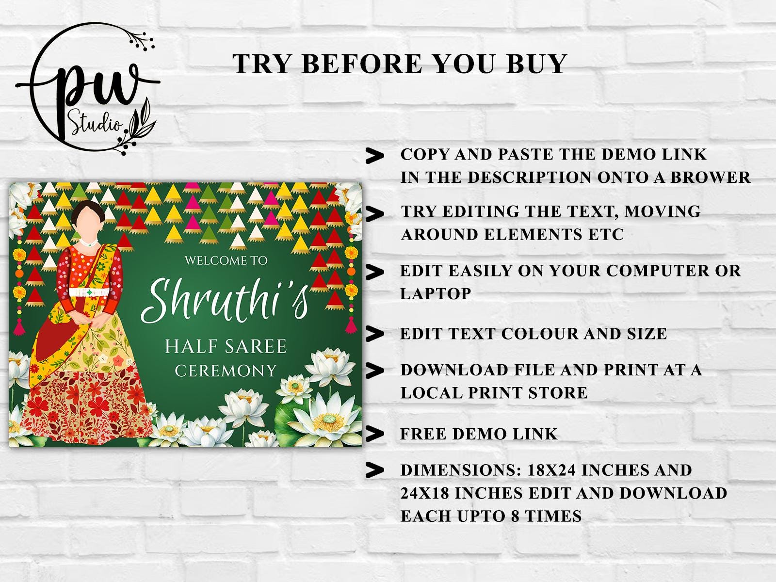 Saree Function Signs & Half Saree Signs, Half Saree Welcome Signs as ...