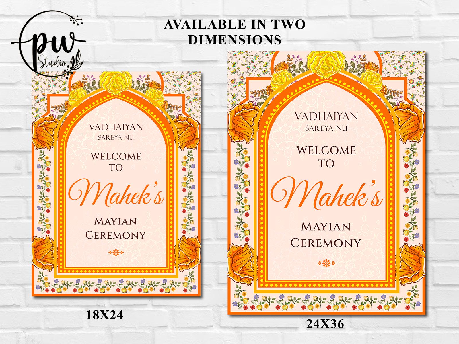 Maiyan Welcome Signs, Maiyan Signs as Haldi Signs, Haldi Welcome Sign ...