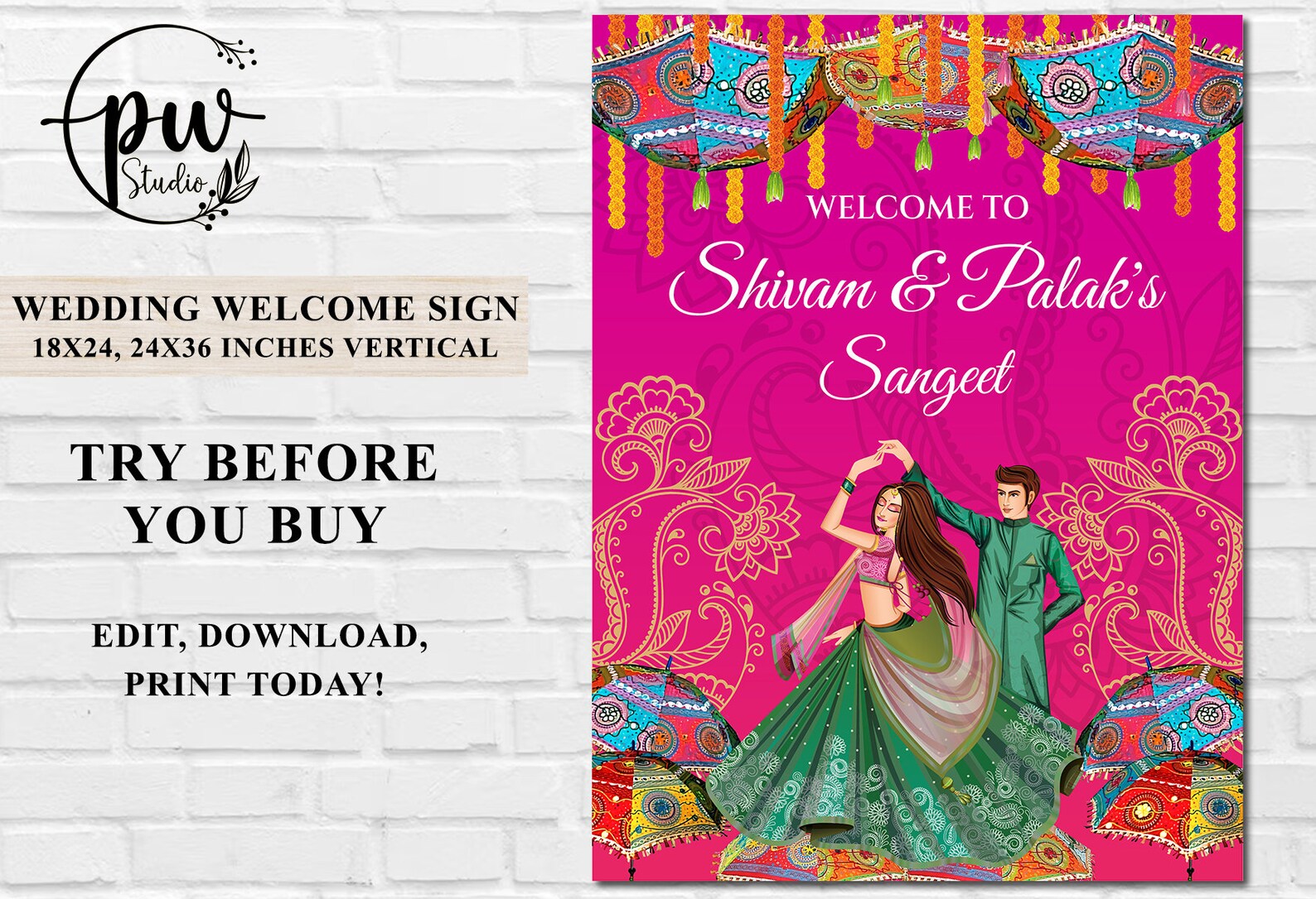 Buy Welcome to Sangeet Decor Indian Sangeet Signs, Sangeet Welcome Sign ...