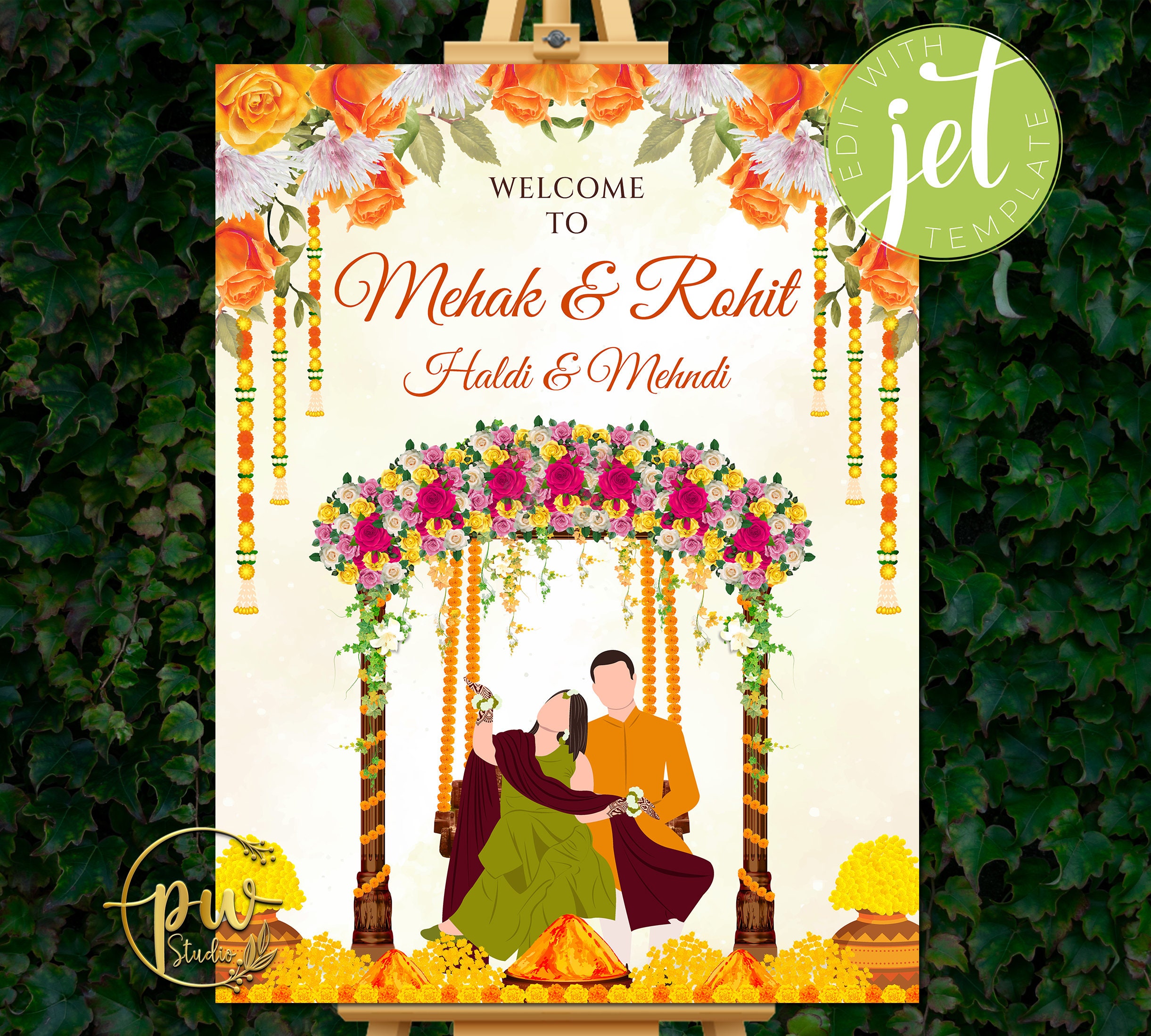 Mehndi Welcome Signs & Mendhi Decor Sign Umbrella, Mehndi Signs as ...
