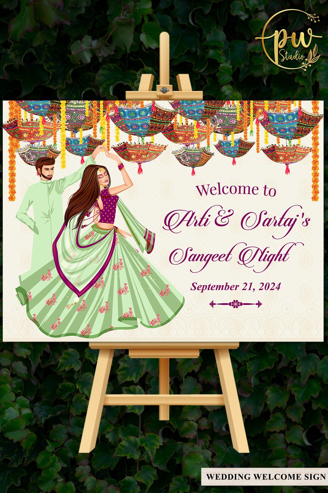 Indian Sangeet Signs Welcome to Sangeet Decor, Sangeet Welcome Sign ...