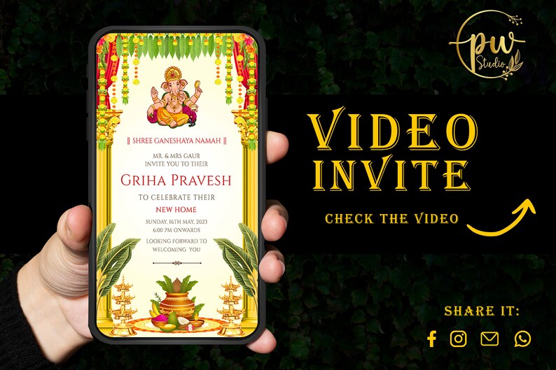 Gruhapravesham Invitation & Grihapravesh Invite, Indian Housewarming ...