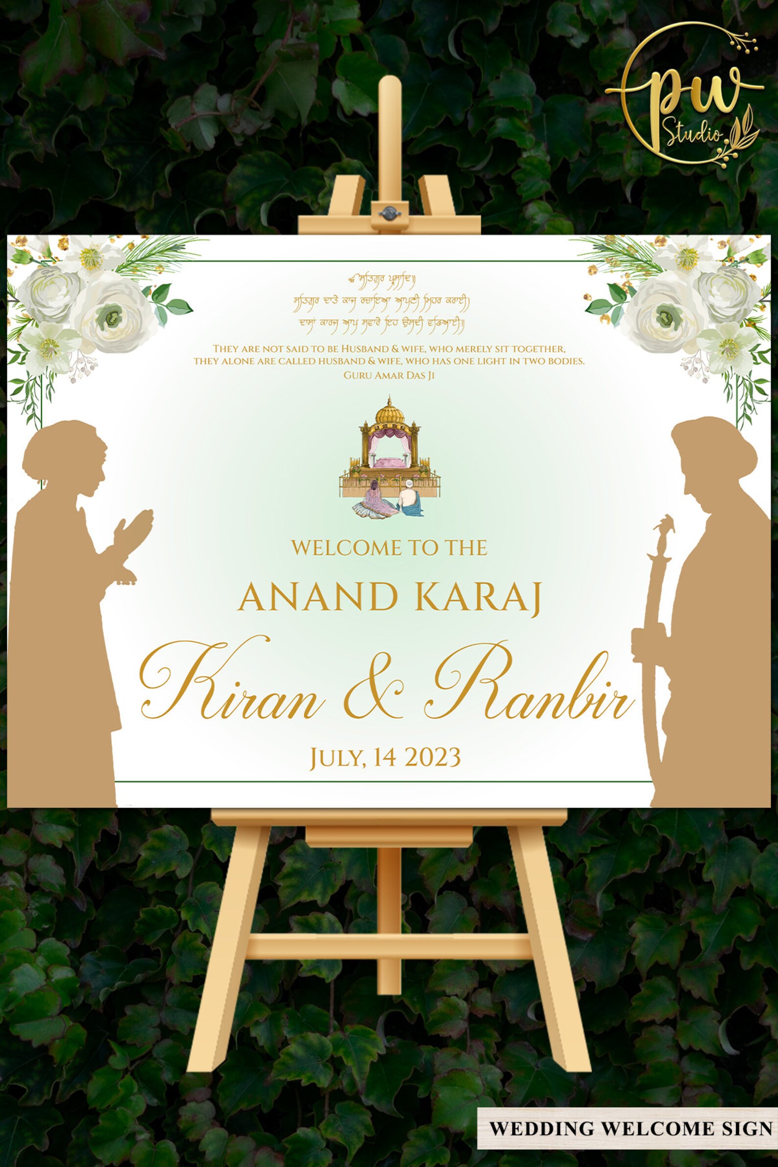 Anand Karaj Signs, Sikh Welcome Signs & Sikh Wedding Welcome Signs as ...