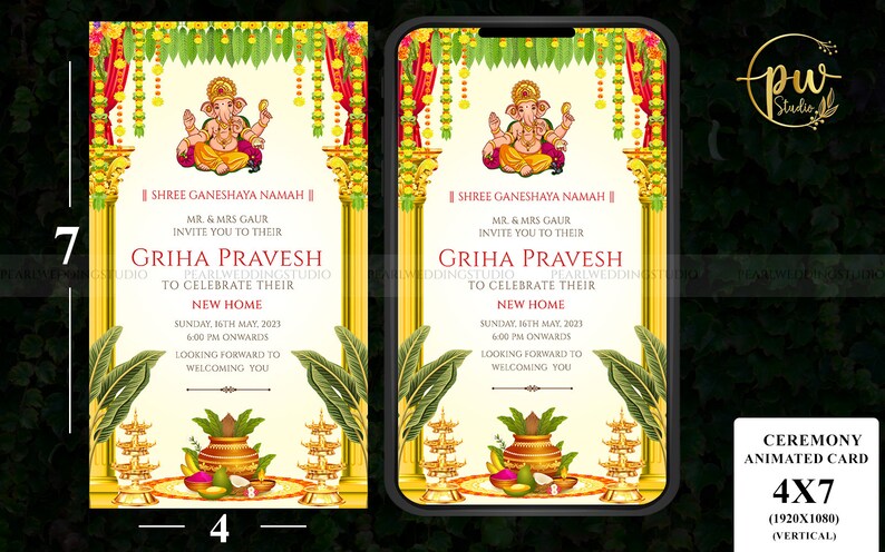 Gruhapravesham Invitation & Grihapravesh Invite, Indian Housewarming ...