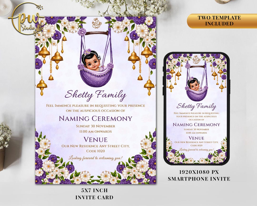 Editable Cradle Ceremony Invitation Card | Baby Cradle Photo Invitation ...