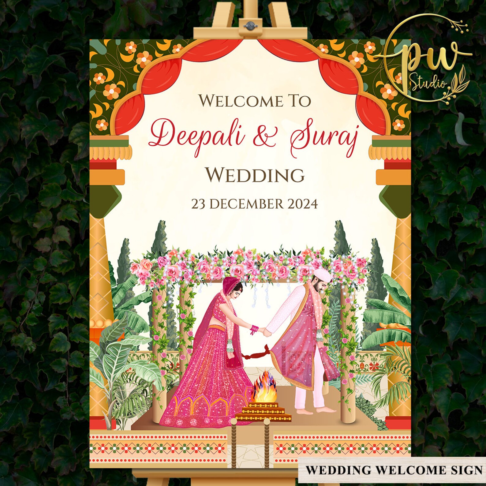 Indian Wedding Decor as Desi Wedding Sign, Hindu Wedding Sign Indian as ...