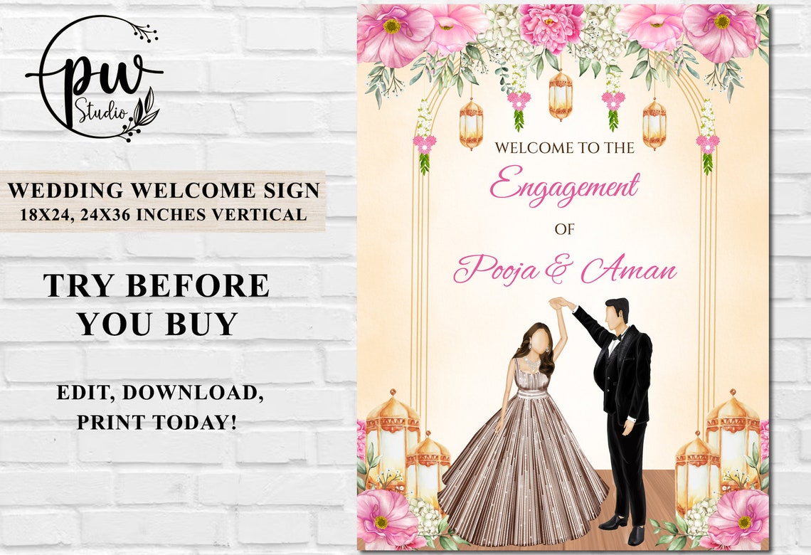 Engagement Welcome Sign as Ring Ceremony Welcome Signs, Welcome ...