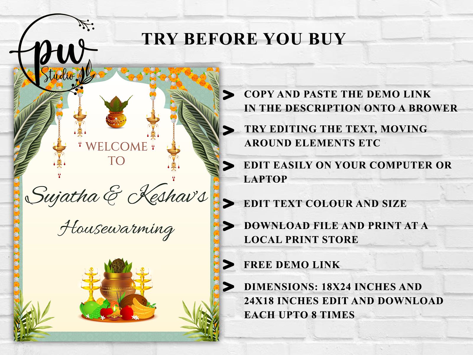 Gruhapravesam Sign Indian Housewarming Welcome Sign, Grihapravesh ...