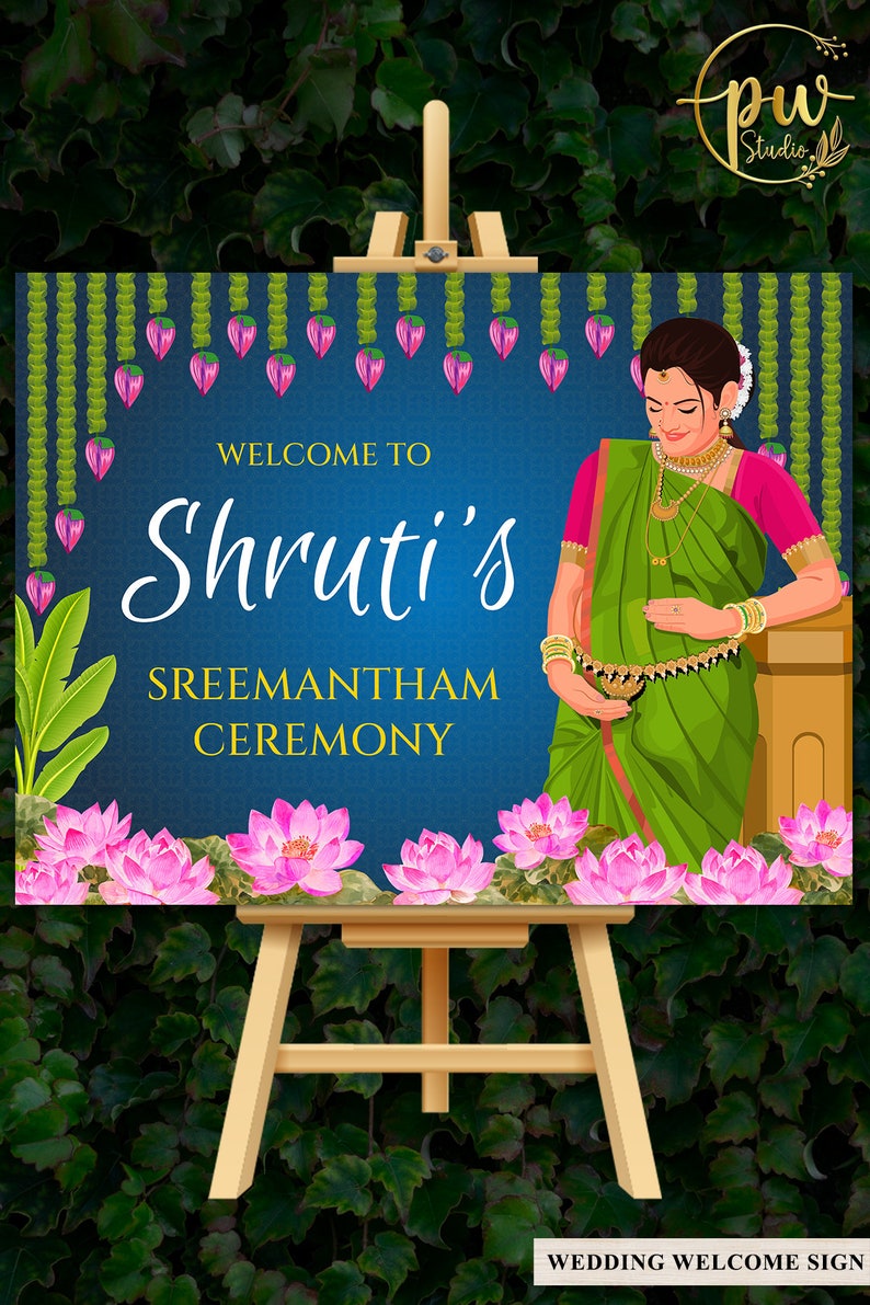 Seemantham Welcome Sign Sreemantham Welcome Sign Indian Baby - Etsy