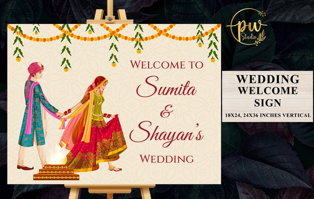 Indian Wedding Welcome Signs as Hindu Wedding Welcome Signs - Etsy