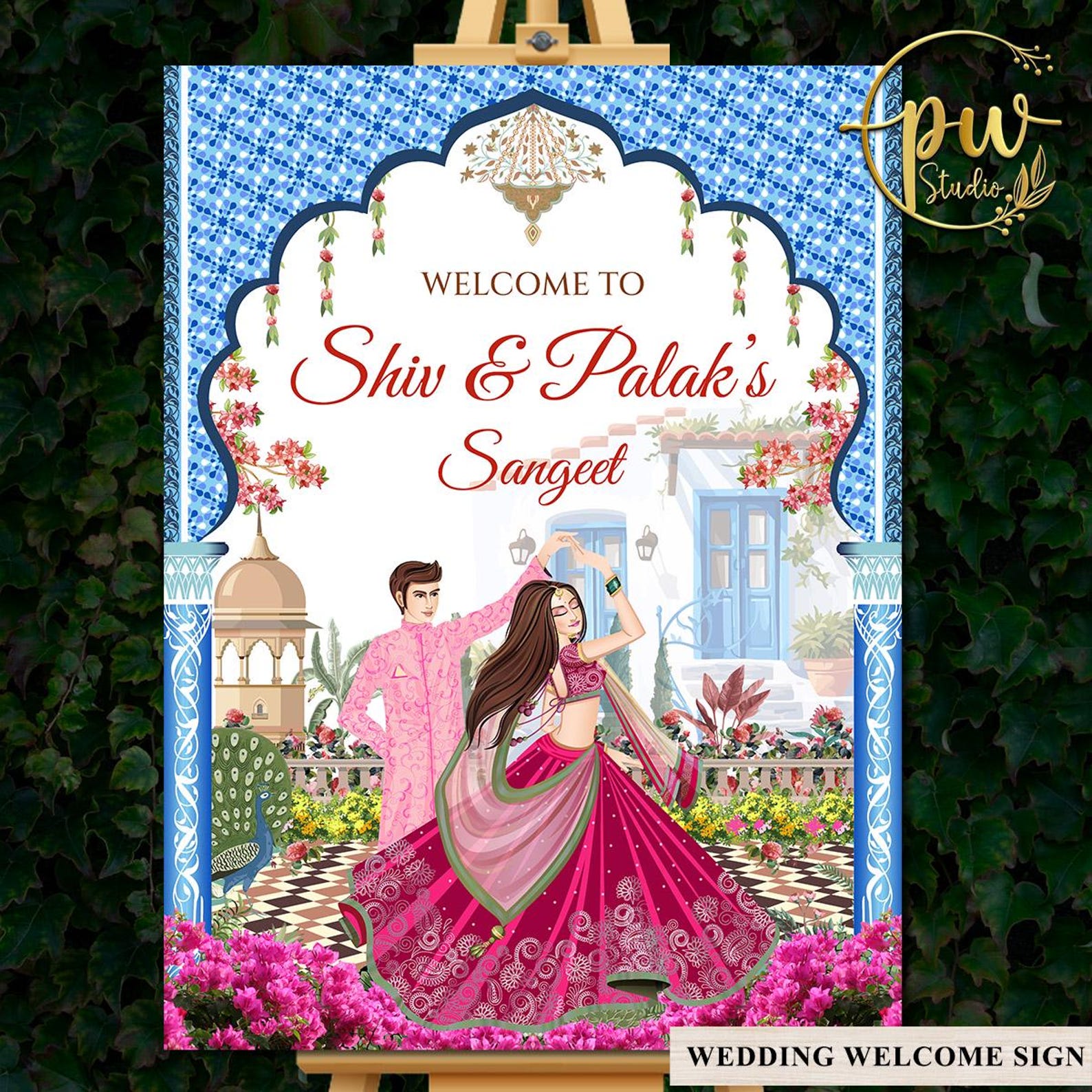 Sangeet Welcome Sign Indian Sangeet Decor, Indian Sangeet Sign as ...