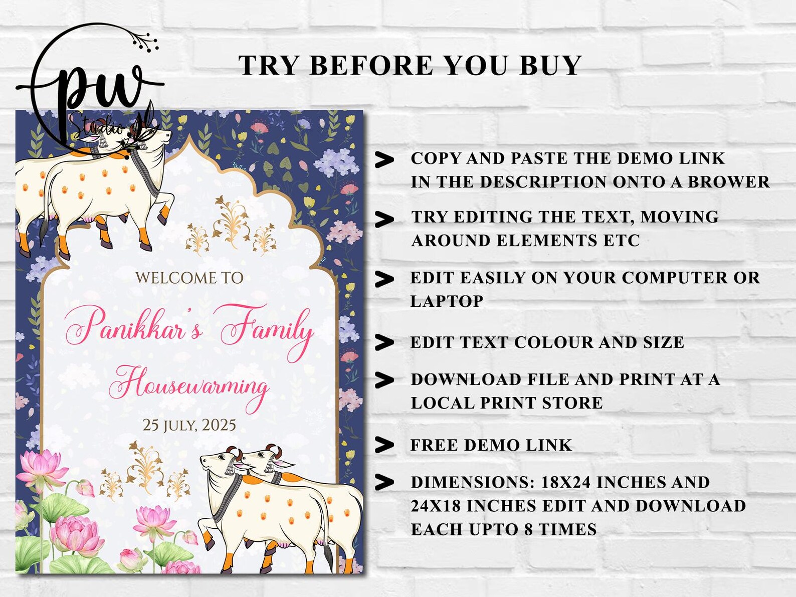 Grah Shanti Sign, Pichwai Sign, Welcome Sign, Hindu Wedding Sign ...