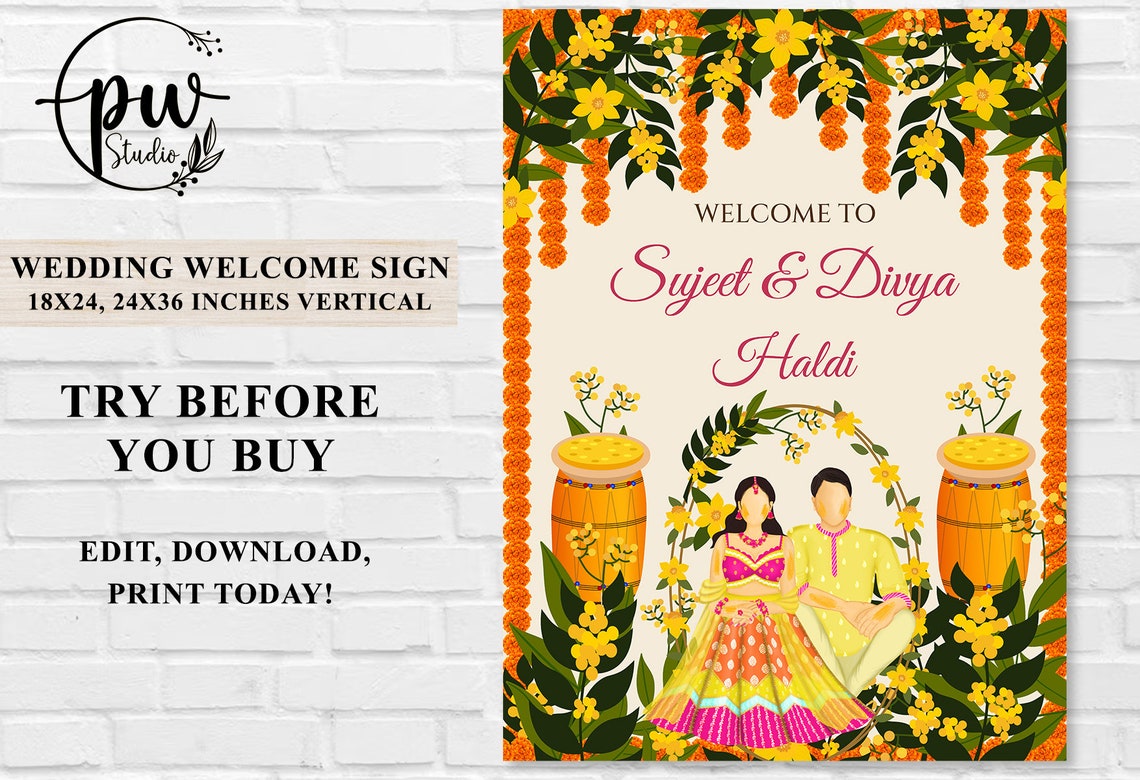 Haldi Posters as Welcome to Haldi Signs & Haldi Welcome Signs, Haldi ...