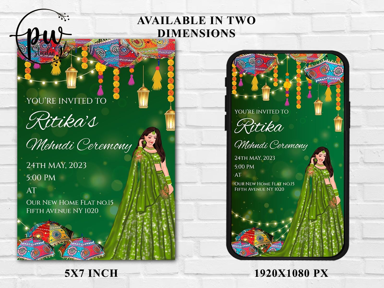 Digital Mehendi Invitation Mehndi Invite, Mehndi Invitations Digital ...