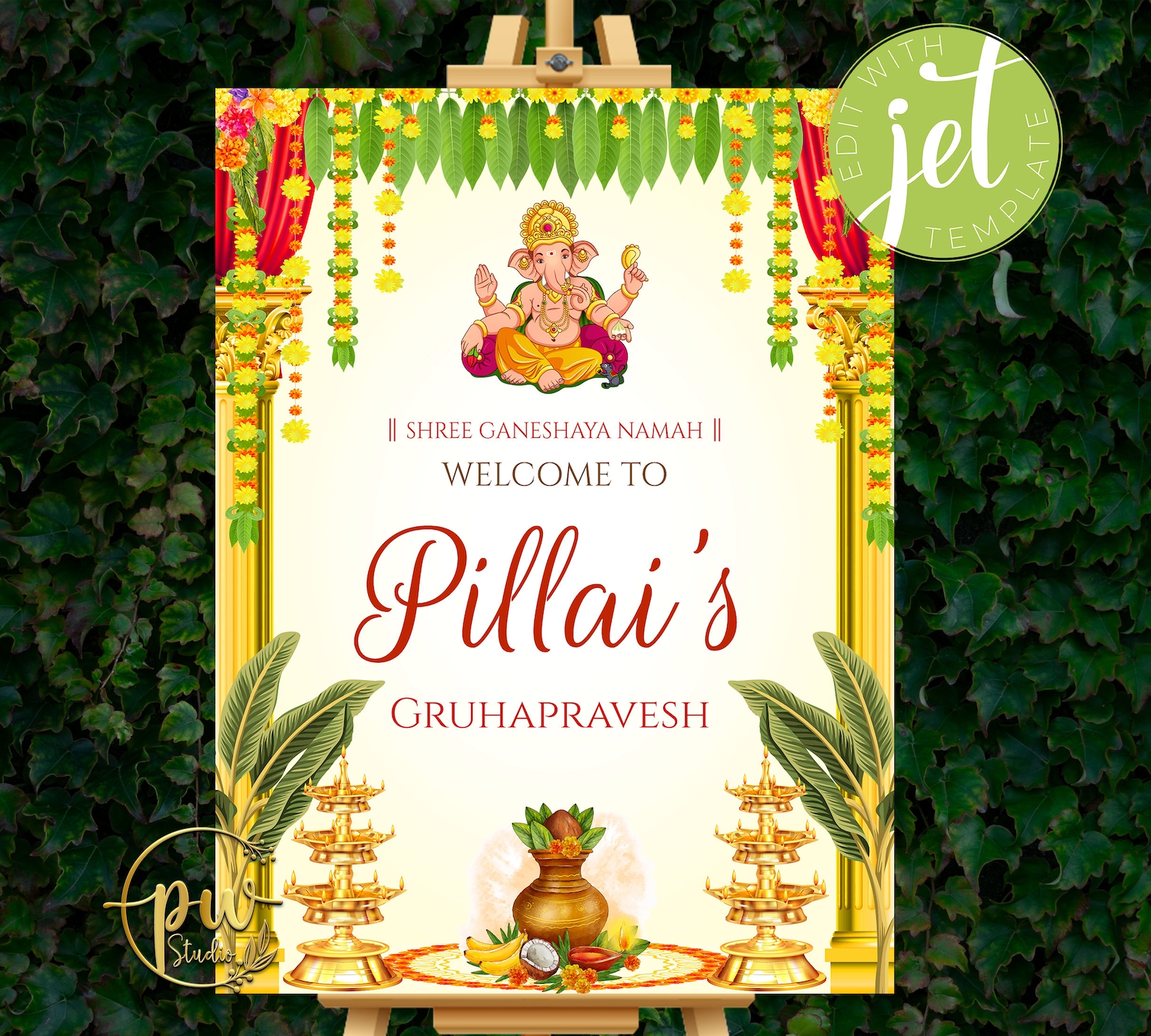 Ganesh Puja Sign & Indian Pooja Sign as Grihapravesh Sign as - Etsy