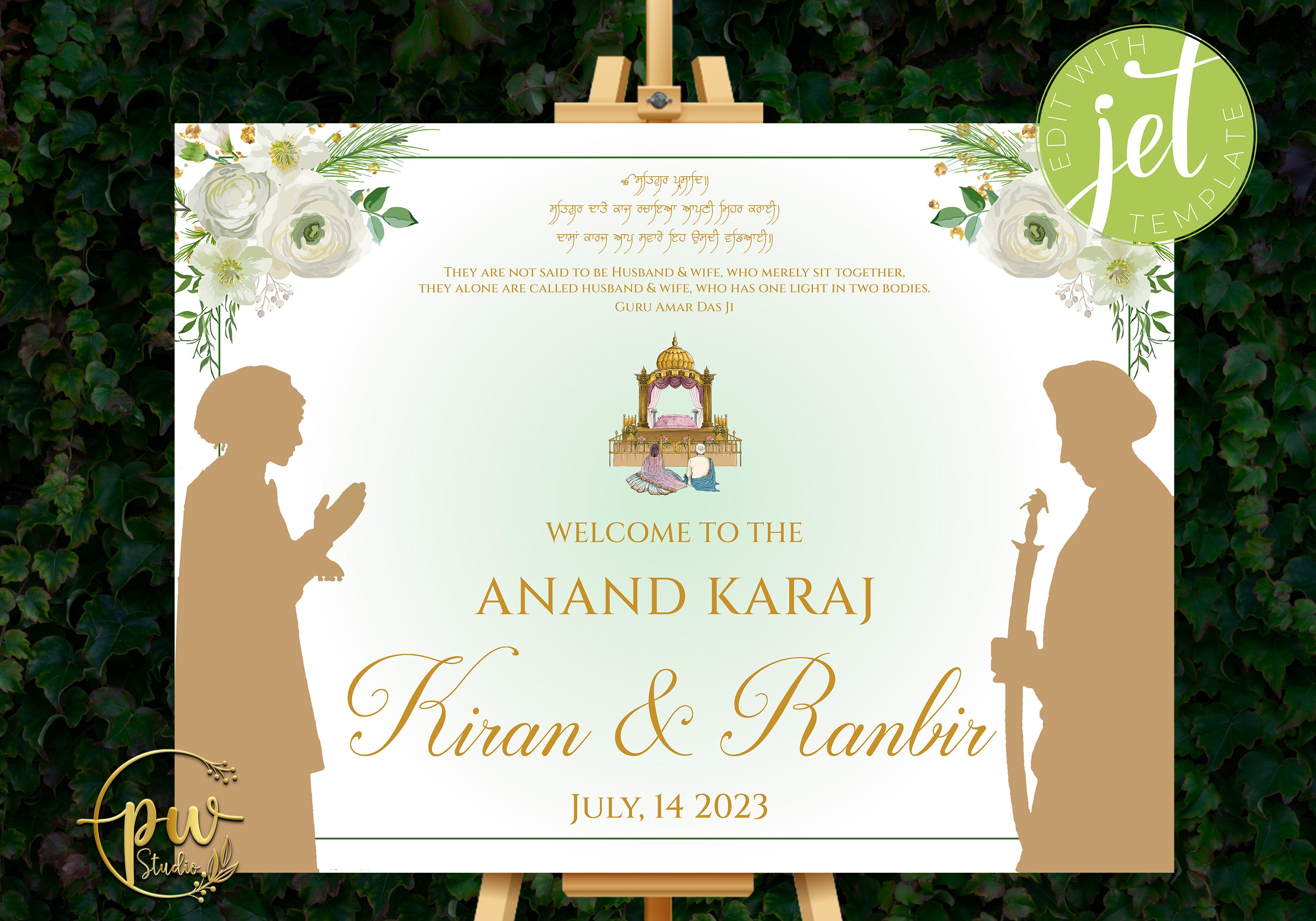 Anand Karaj Signs, Sikh Welcome Signs & Sikh Wedding Welcome Signs as ...