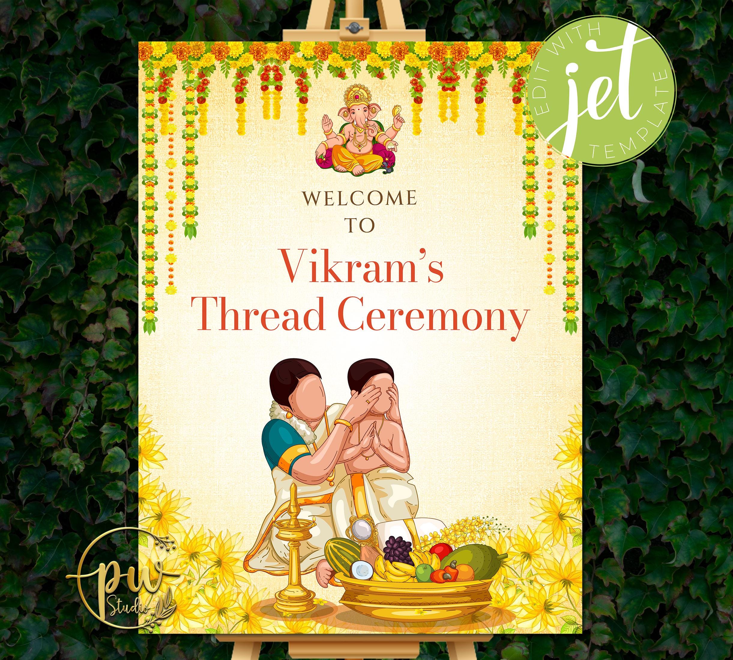 Thread Ceremony Welcome Sign as Upanayanam Welcome Sign, Yagnopavith ...