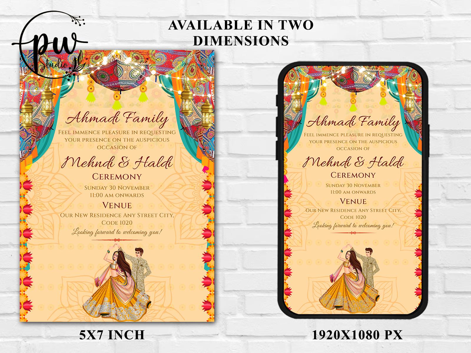 Dholki Invites as Dholki Invitation, Digital Mehndi Invite as Mehndi ...
