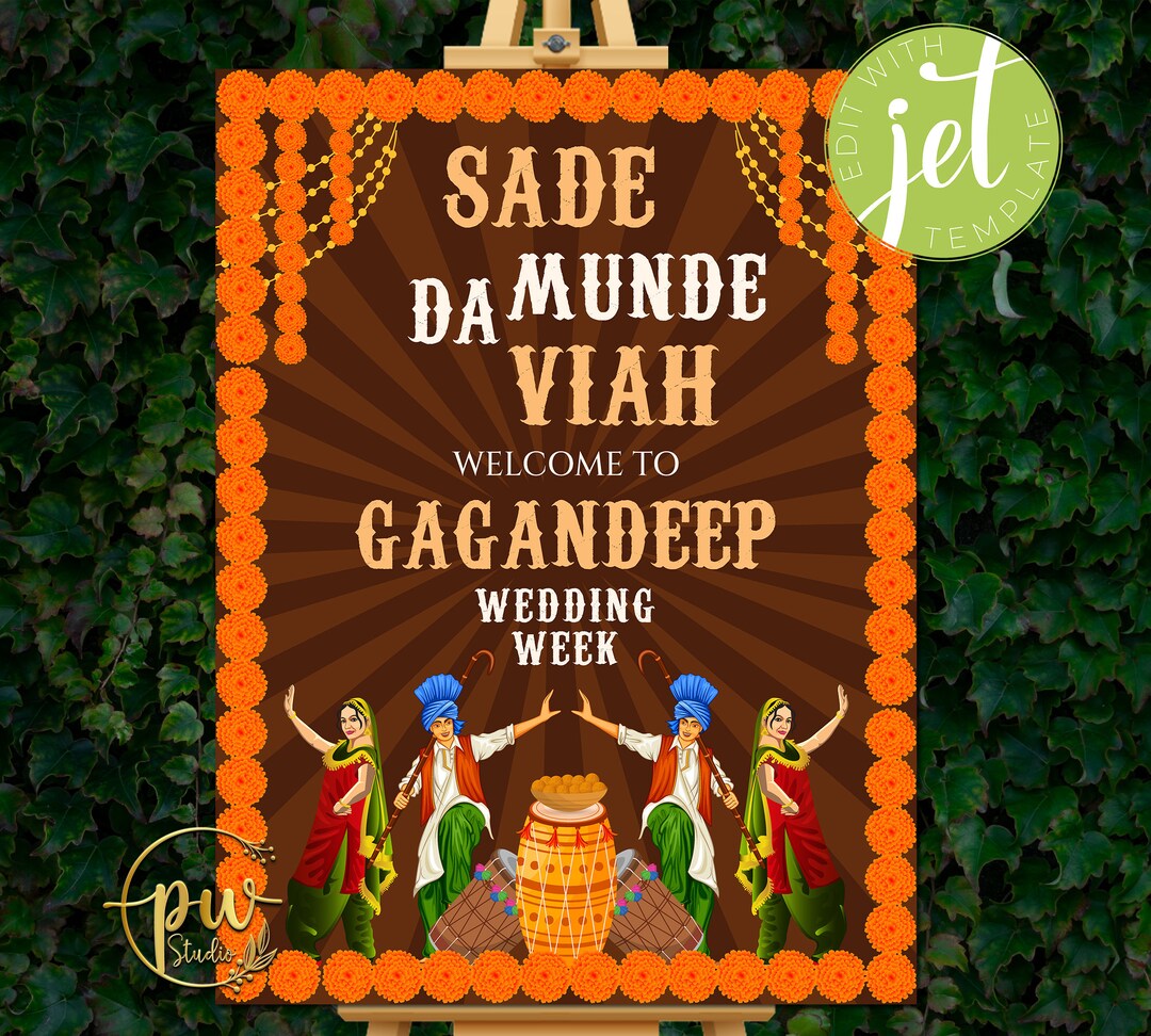 Punjabi Wedding Signs as Punjabi Decor Sign, Punjabi Entry Sign Sikh ...