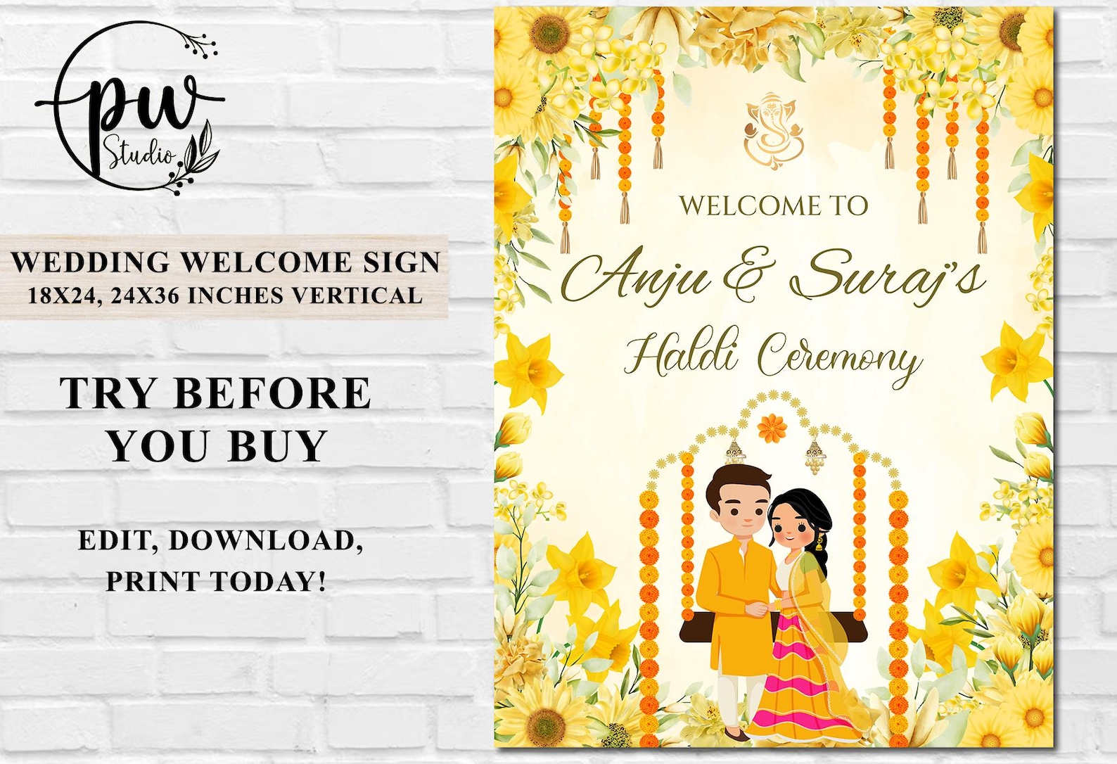 Haldi Welcome Sign, Indian Ceremony Poster (digital Download) - Etsy