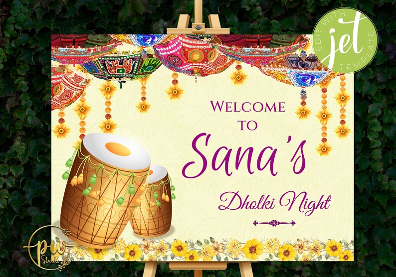 Dholak Welcome Signs, Dholak Night Signs as Punjabi Dholki Signs as ...