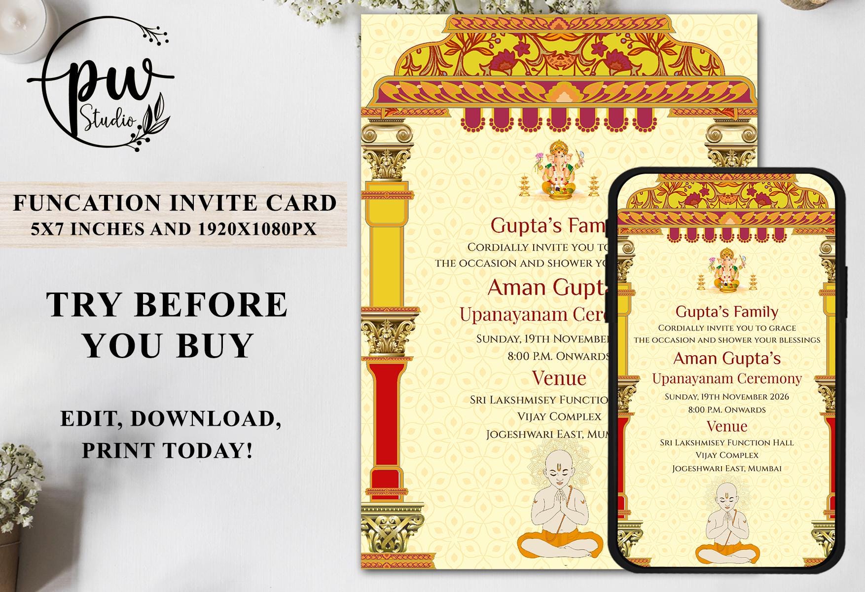 Upanayanam Invitations Thread Ceremony Invites, Thread Ceremony ...