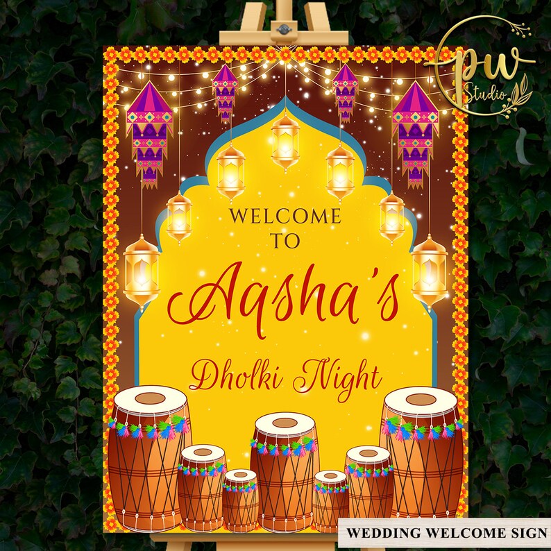 Dholki Decorations & Dholki Welcome Signs, Muslim Dholki Signs as ...
