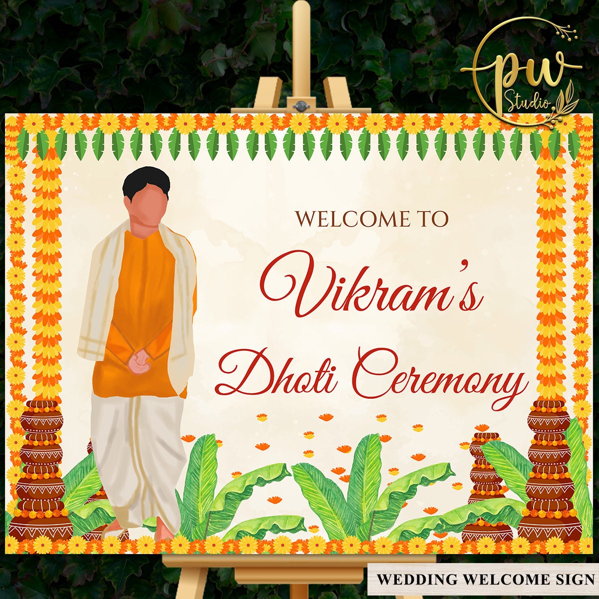 Pancha Kattu Welcome Sign as Panchalu Welcome Sign, Dhoti Function ...