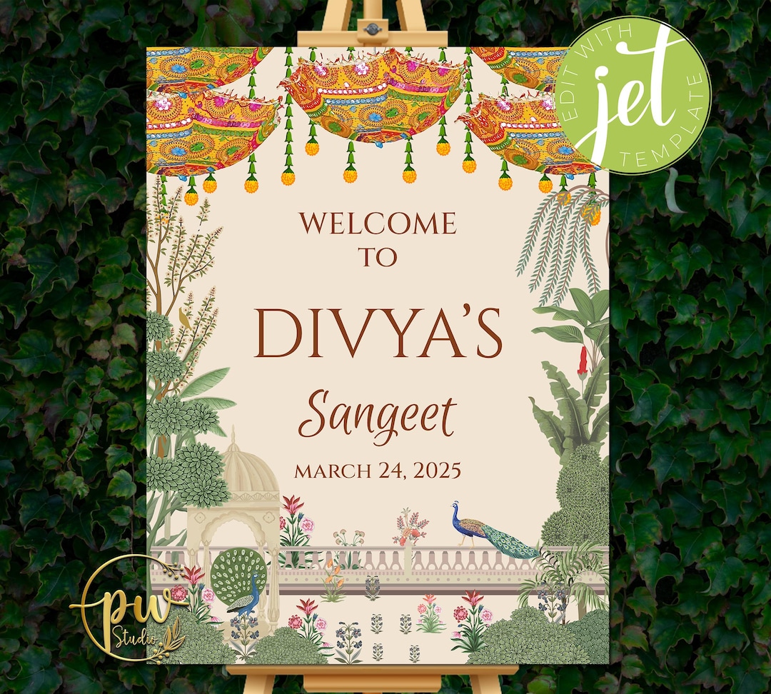 Sangeet Welcome Sign Indian Sangeet Decor, Indian Sangeet Sign as ...