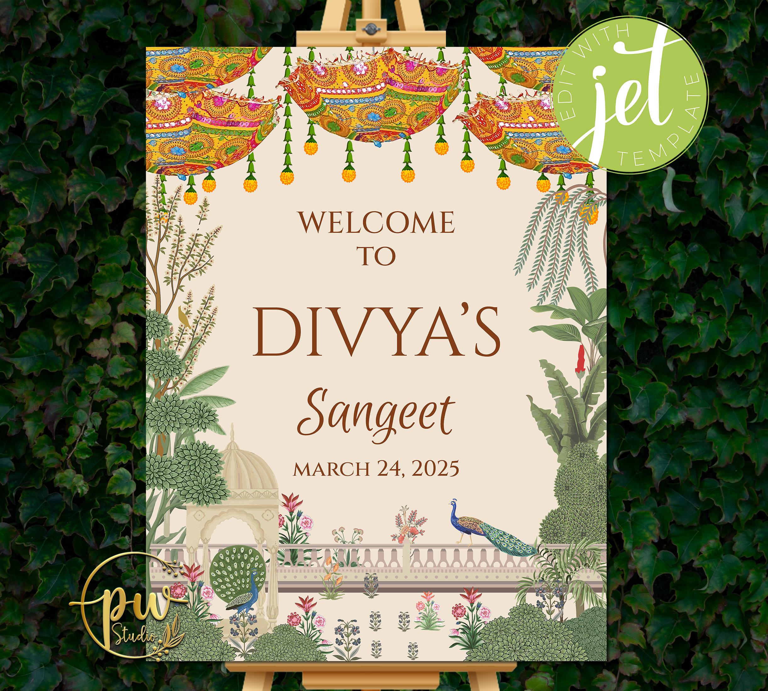 Sangeet Welcome Sign Indian Sangeet Decor, Indian Sangeet Sign as ...