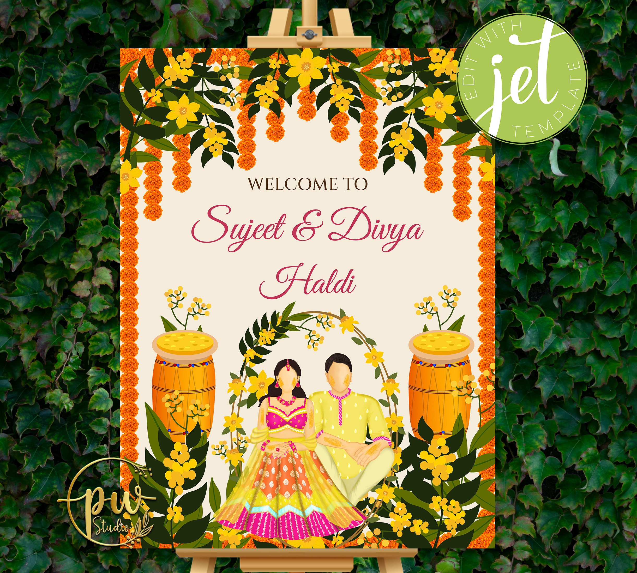 Haldi Posters as Welcome to Haldi Signs & Haldi Welcome Signs, Haldi Decor Signs as Pithi Signs ...