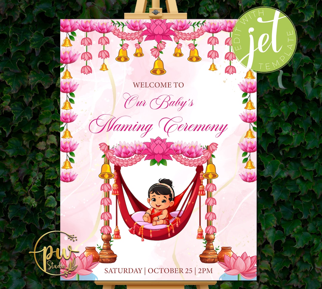 Baby Naming Ceremony Welcome Sign Cradle Ceremony Sign, Namkaran ...
