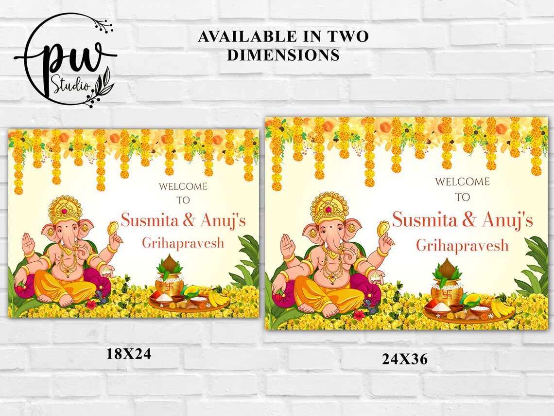 Ganesh Puja Signs & Ganesha Welcome Signs, Indian Housewarming Welcome ...