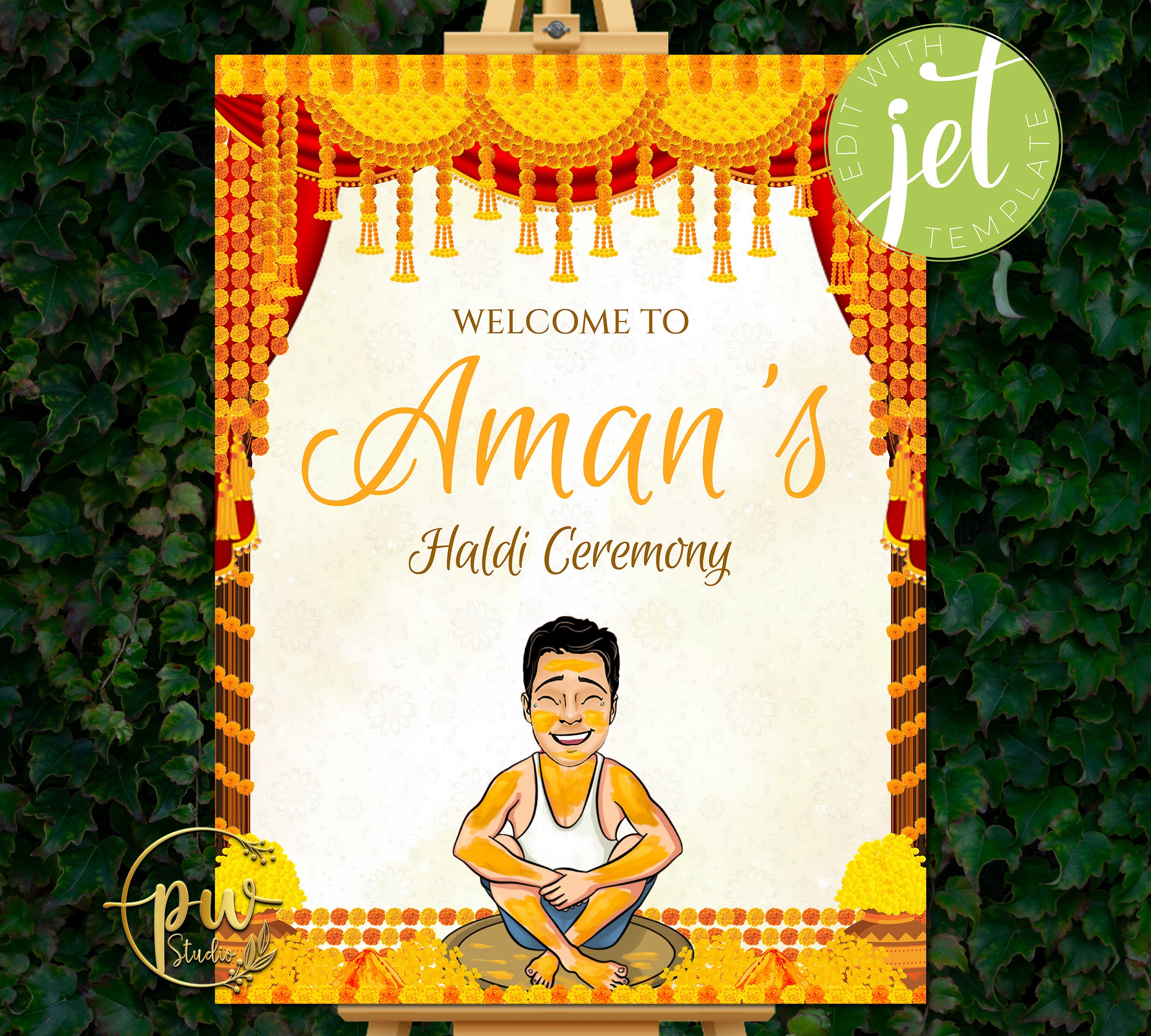 Boy Haldi Posters & Groom Haldi Signs, Welcome to Haldi Sign for Boy as ...