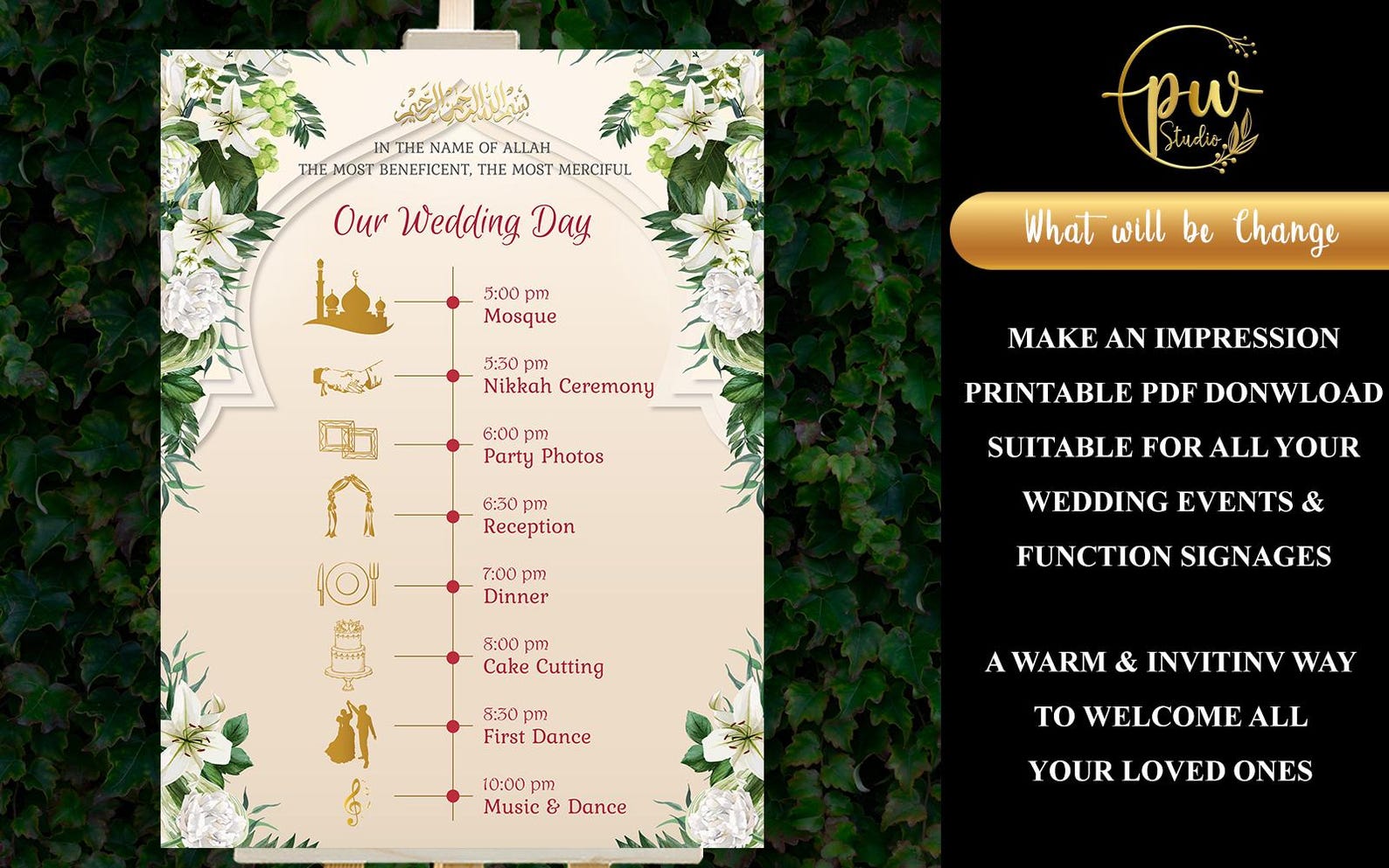 Muslim Wedding Program, Nikkah Program Wedding & Nikkah Timeline ...