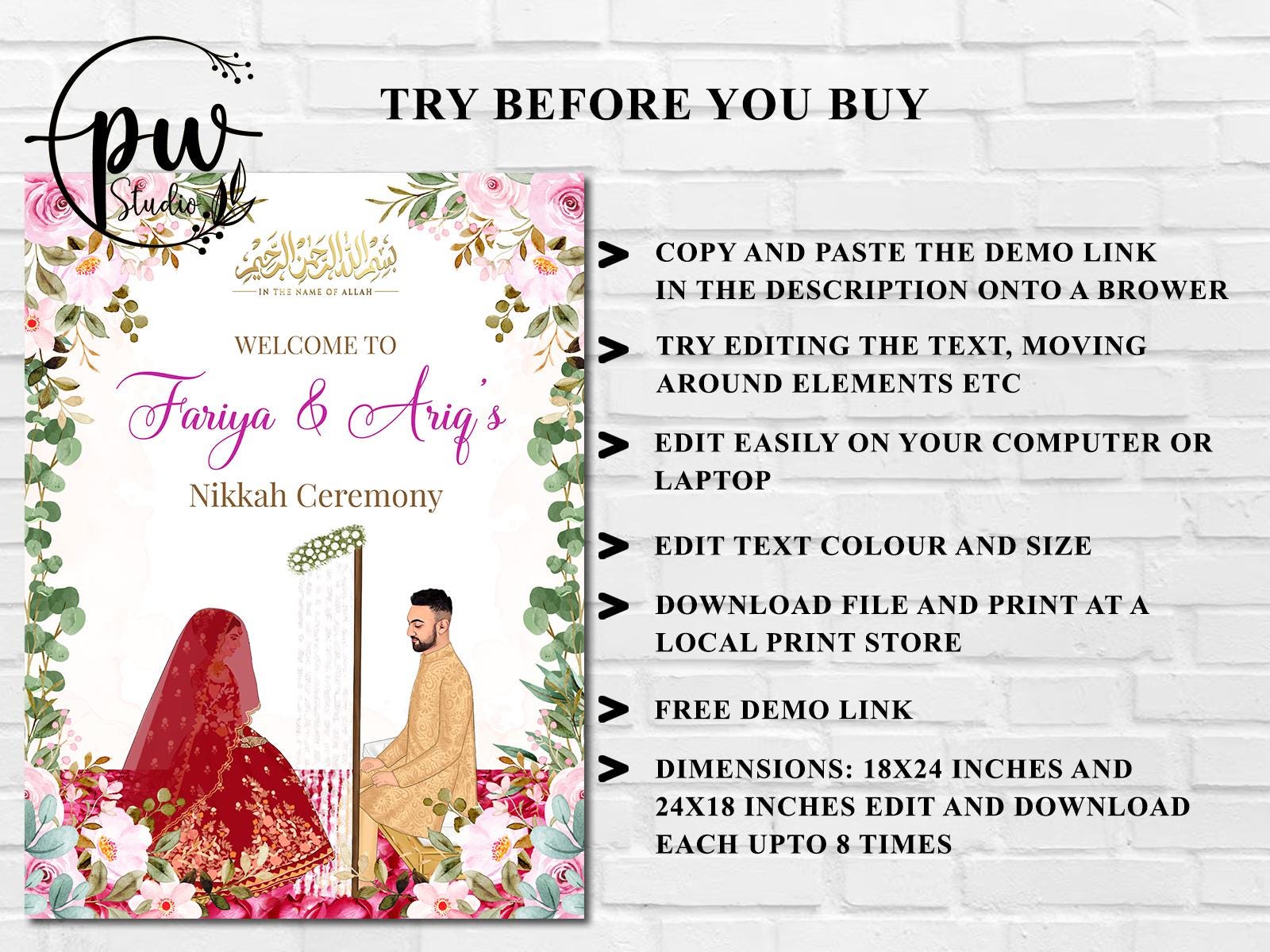 Nikkah Signages, Muslim Wedding Sign as Nikah Welcome Sign, Muslim ...